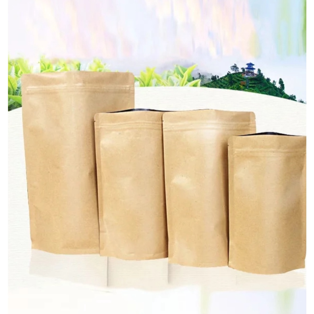 Jual Standing Pouch Kraft Paper 14x23 Tebal Ziplock Kertas Coklat ...