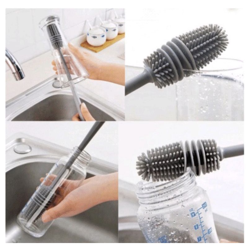 Jual Sikat botol Gelas Silikon/Bottle silicone brush gagang panjang ...