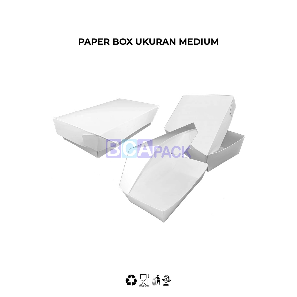 Jual LUNCH BOX MAKANAN - PAPER BOX UKURAN M PUTIH - MEDIUM - FOODGRADE ...