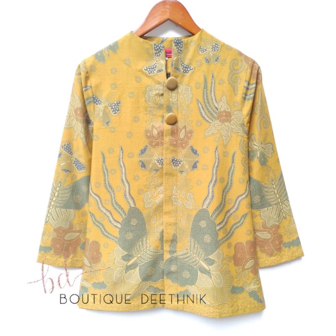 Jual DEETHNIK -Blus batik kuning baju batik motif kupu baju batik blus ...