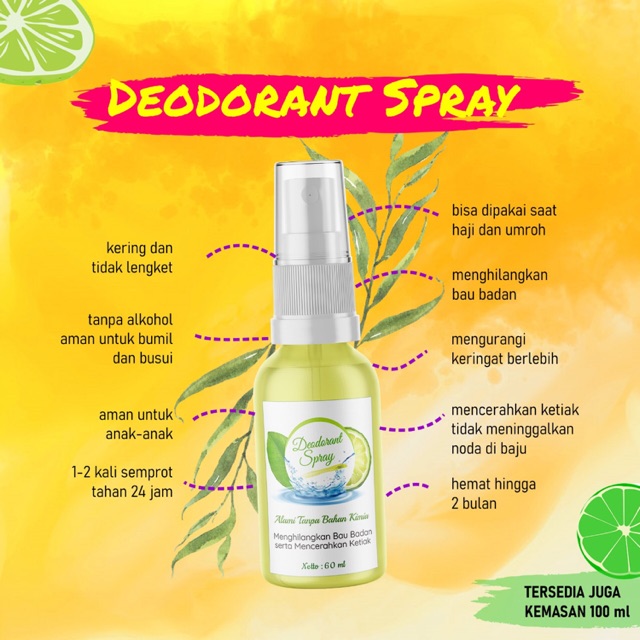 Jual PROMO !!! DEODORANT SPRAY 100ml || Alami Tanpa Bahan Kimia ...