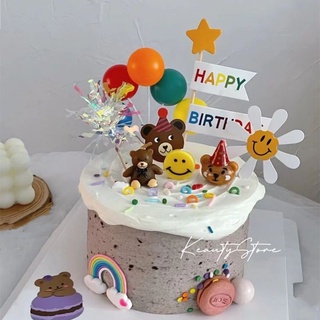 Jual [SATUAN] korean aesthetic birthday cake topper, gambar beruang ...