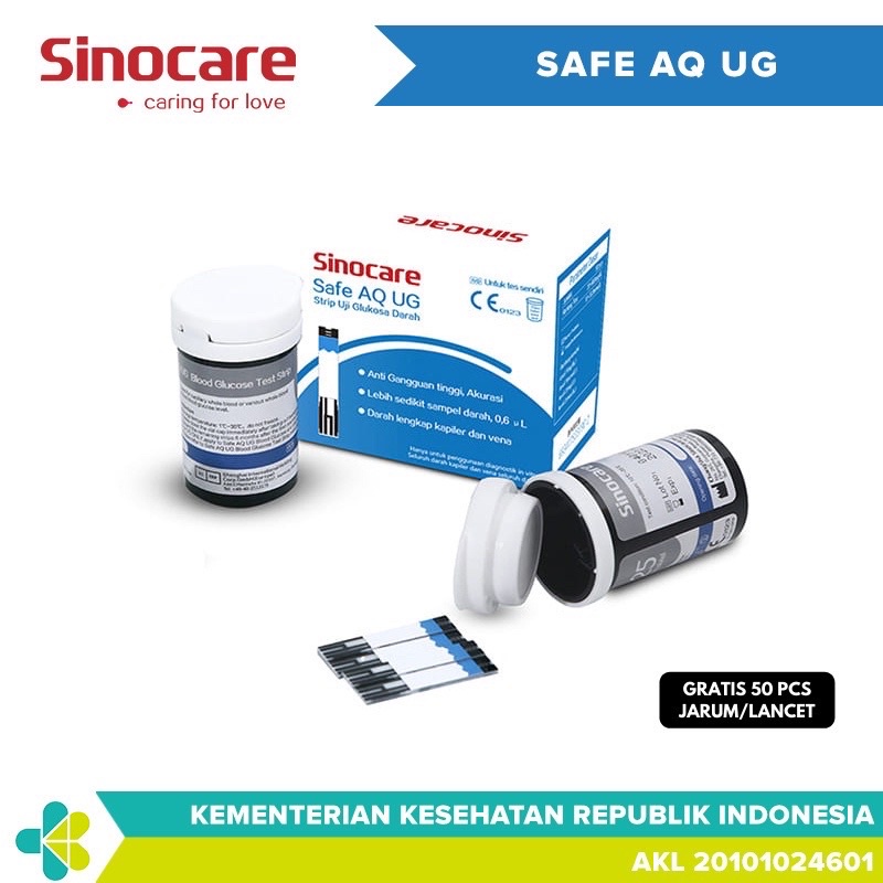 Jual Sinocare Safe AQ UG Strip Uji Gula Darah (50 Strip) | Shopee Indonesia