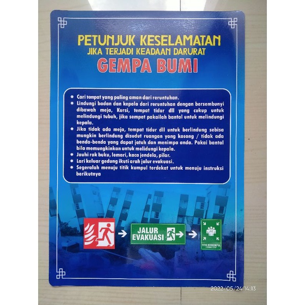 Jual Poster Ke 36, Petunjuk Keselamatan Gempa Bumi | Shopee Indonesia
