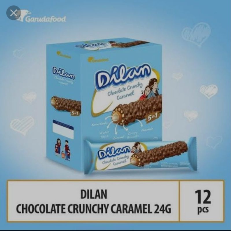 Jual Dilan chocolate crunchy caramel ukuran 24gr 1 box isi 12 pcs ...