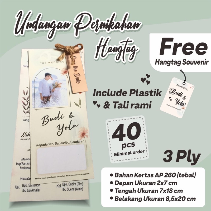 Jual Undangan Pernihakan Hangtag Simpel / Model tag foto / Undangan ...