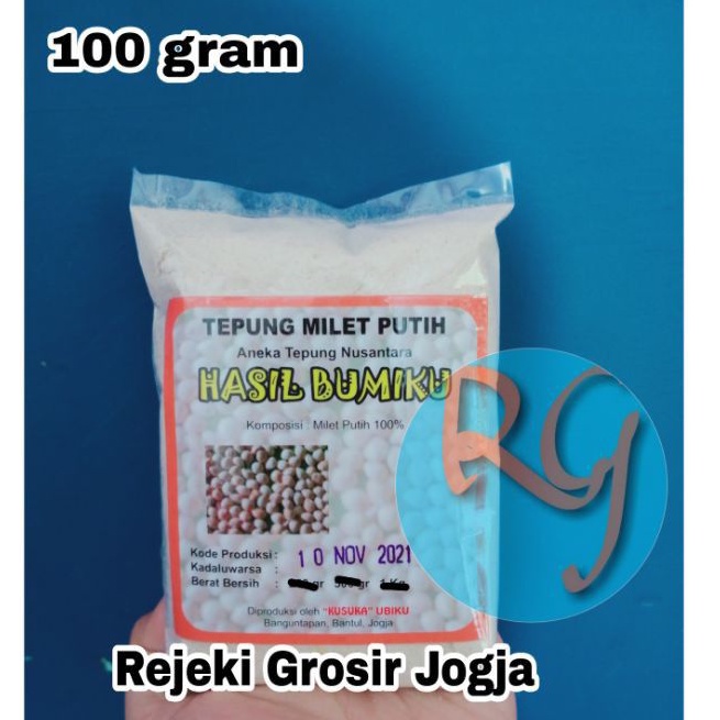 Jual Tepung Millet Putih Organik kemasan 100 gram/Tepung Milet Putih ...