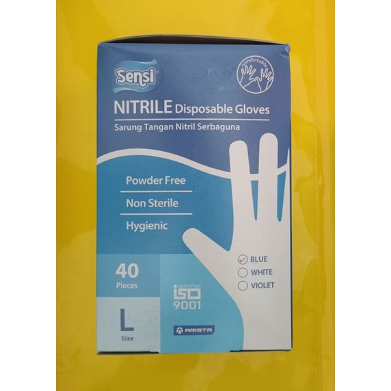 Jual Sensi Nitrile Gloves Disposable 1 Kotak Isi 40Pcs Ukuran L Sarung ... Jual Sensi Nitrile Gloves Disposable 1 Kotak Isi 40Pcs Ukuran L Sarung ...