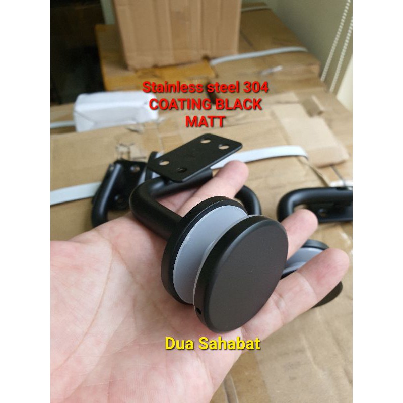 Jual Handrail bracket black hitam glass clamp banister siku railing ...