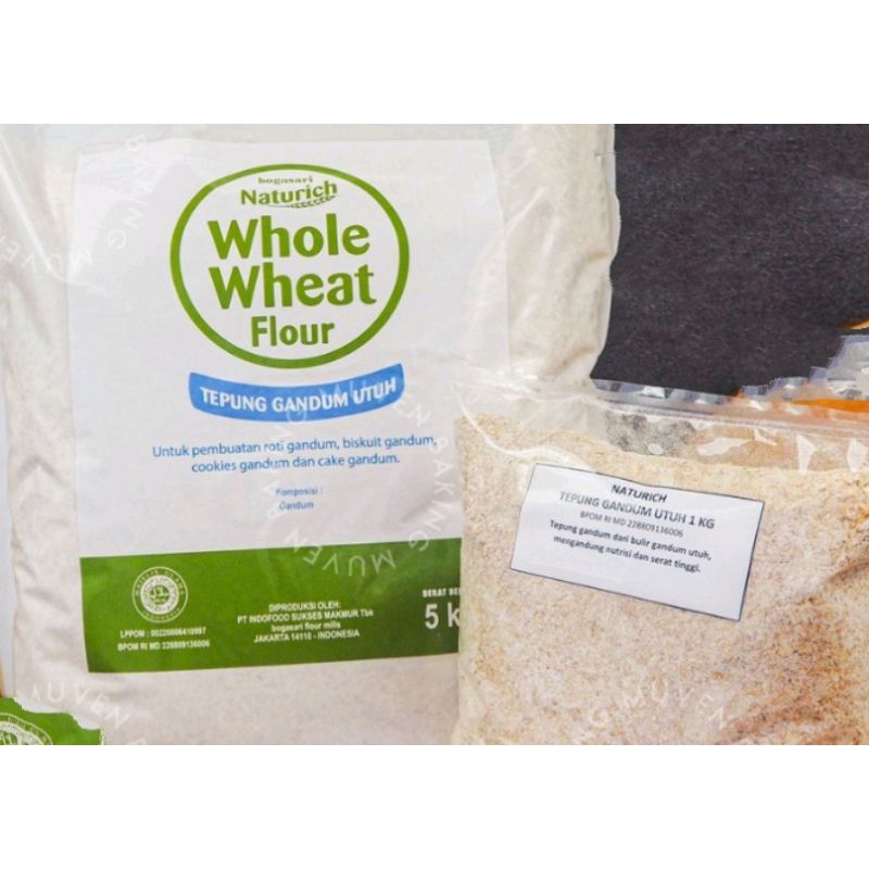 Jual Tepung gandum utuh Whole Wheat Flour (WWF) kemasan 1 kg Naturich ...