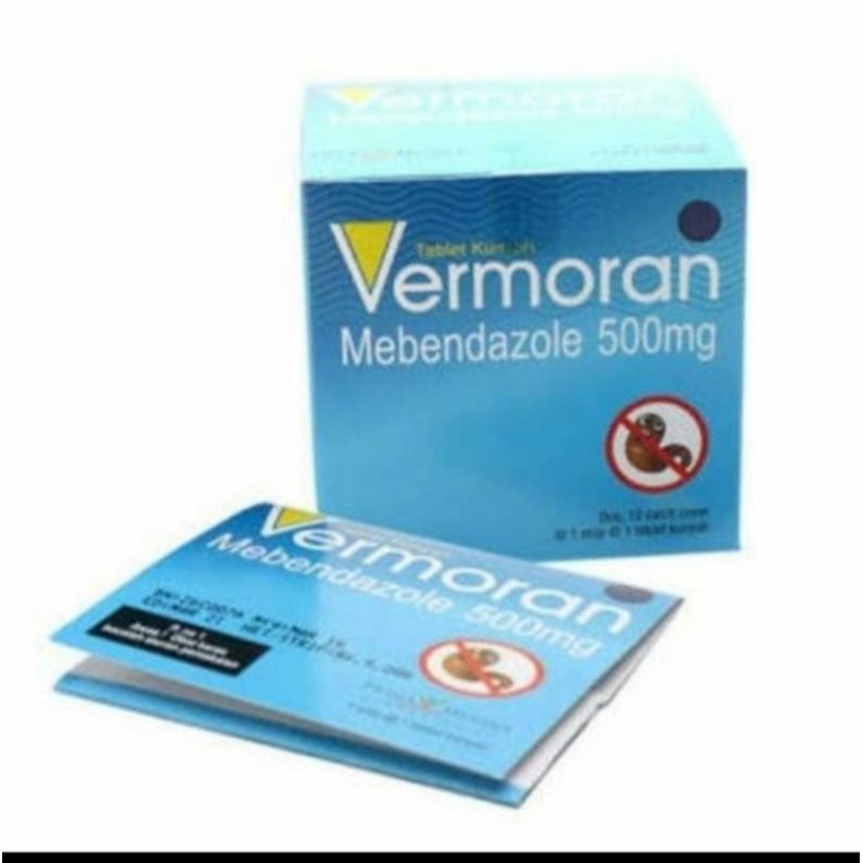 Jual Vermoran Mebendazole 500mg 1 Box @12 Strip / Obat Cacing / Infeksi ...