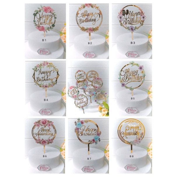 Jual Topper Akrilik / Topper Bunga / Topper Gold /Hiasan kue /topper ...