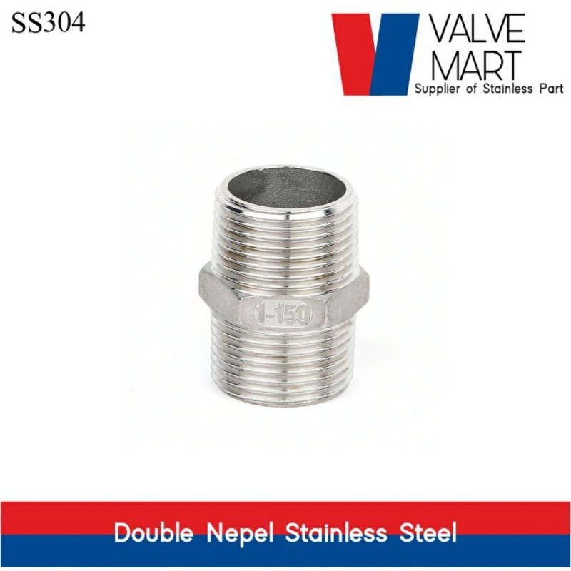 Jual Double nepel stainless steel 304 1/4" inch | Shopee Indonesia