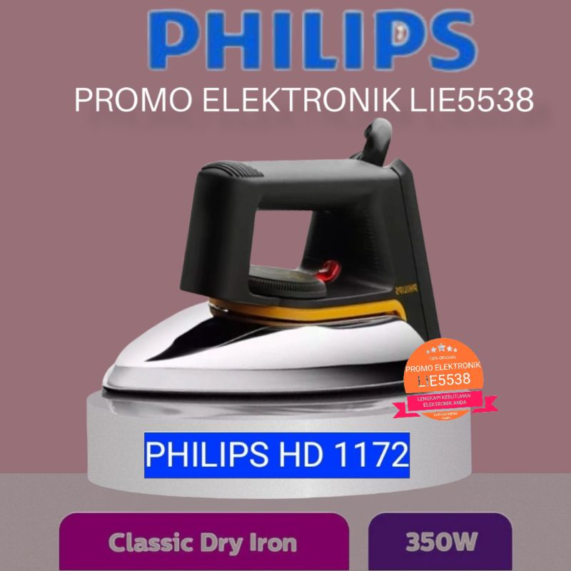 Jual Setrika PHILIPS HD 1172 / HD 1172 350WATT GARANSI RESMI | Shopee ...