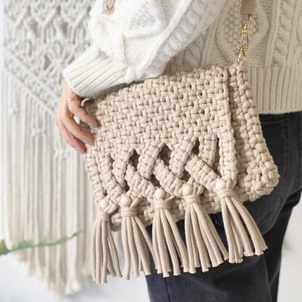 Jual ZIGZAG MACRAME SLING BAG/ Tas Selempang Makrame | Shopee Indonesia