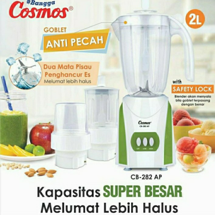 Jual Cosmos Blender CB 282 AP Gelas Mika Plastik 2 Liter + Dry Mill ...