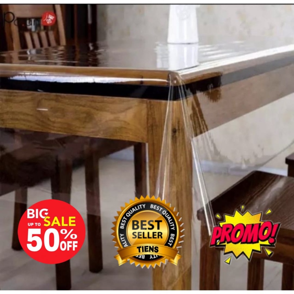 taplak meja transparan DISKON 50% taplak meja pvc bening tebal anti air Plastik Mika Alas Meja ...