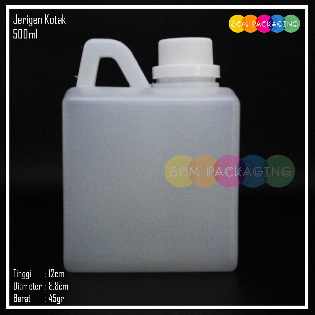 Jual JERIGEN 500ML KOTAK SEGEL KEMASAN TINTA THINNER CAIRAN KIMIA HDPE ...