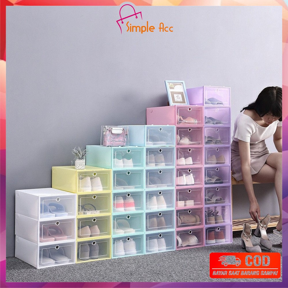 Jual ~COD~ DO-C158 Kotak Sepatu Lipat Transparan Tebal Shoes Storage ...