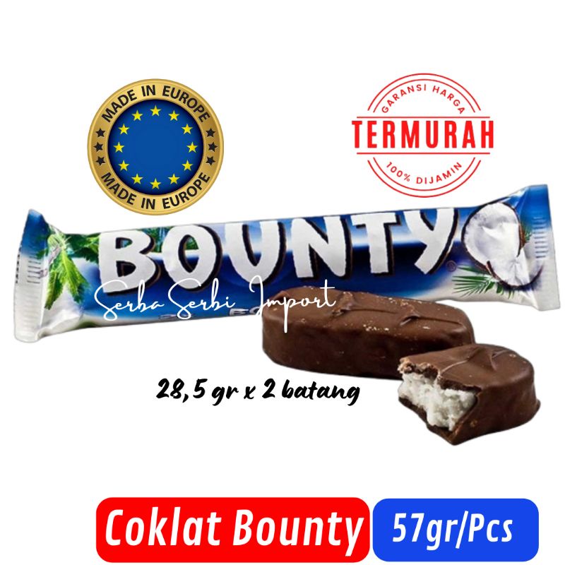 Jual Coklat Bounty kelapa Asli Eropa 57 gram /pcs | Shopee Indonesia