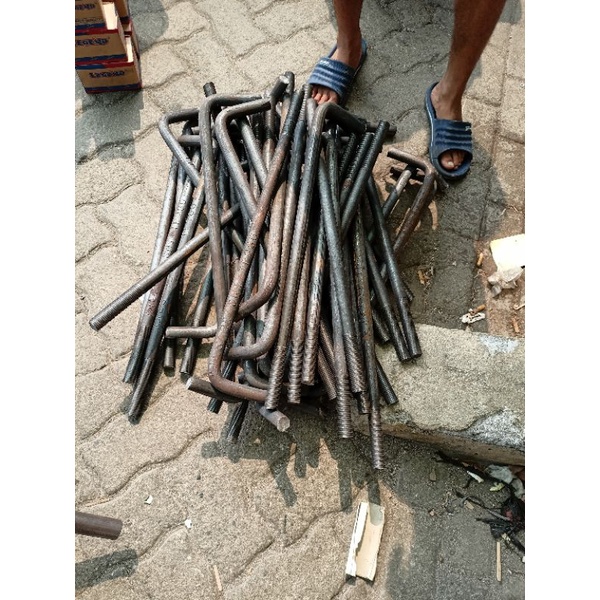 Jual Besi angkur L m25mm x 60 cm / 2mur 1 ring (besi hitam) | Shopee ...