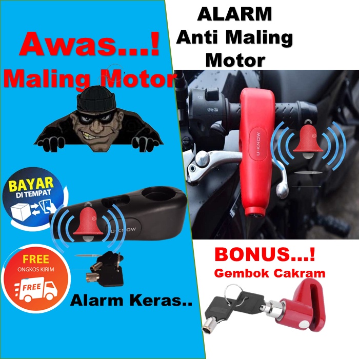 Jual Alarm Kunci Ganda Motor Model Kunci Gembok Stang Alarm Anti Maling ...