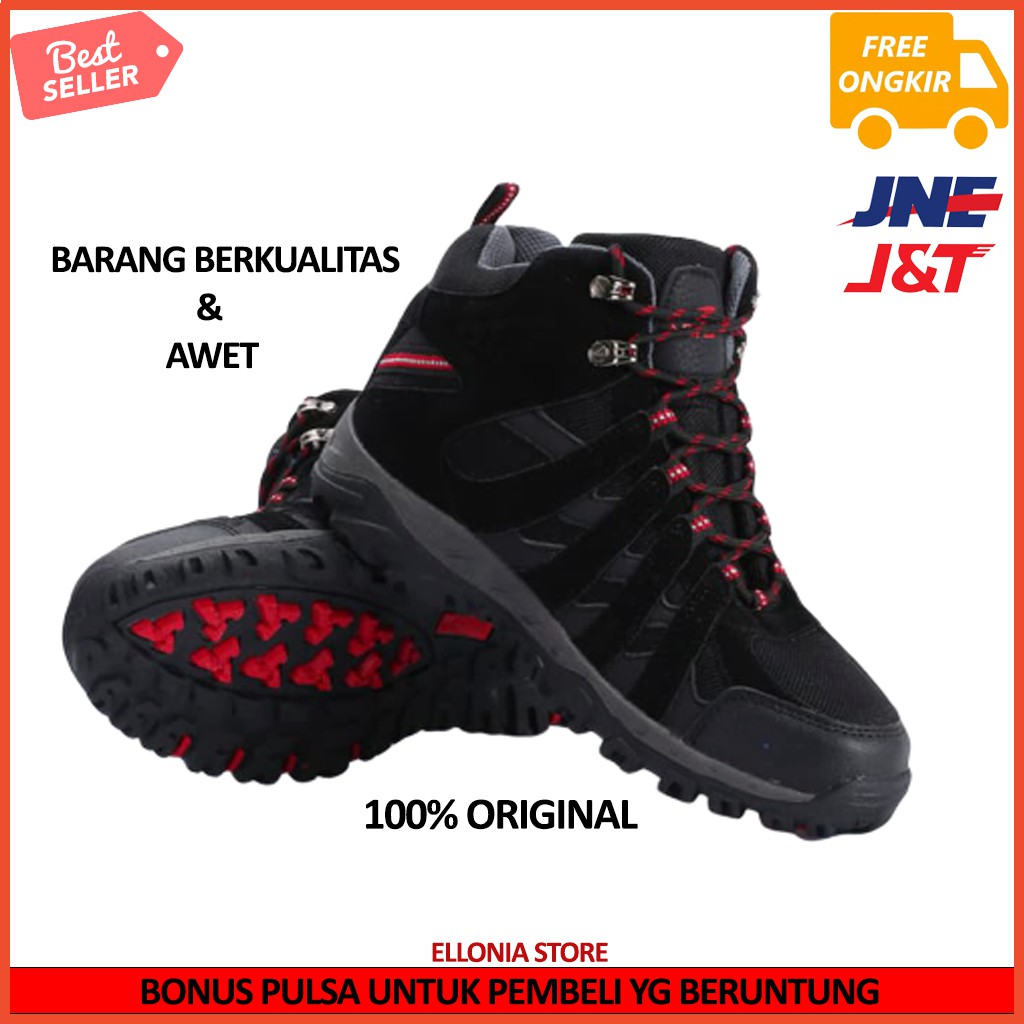 Sepatu Pria Cowok Berkualitas Gunung SNTA Original 476 Black Red Boot ...