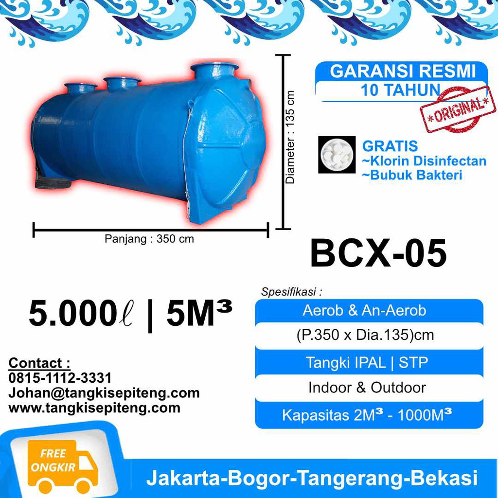 Jual TANGKI IPAL 5m3 / 5000 liter - Instalasi Pengolahan Air Limbah ...