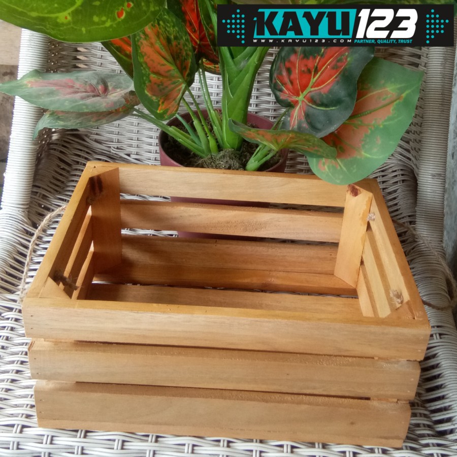 Jual Wooden Crate 30x20x15 cm Kotak Kayu Box Tempat Penyimpanan (CR-03 ...