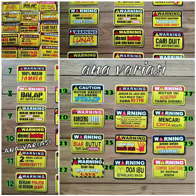 Jual Stiker motor warning sticker motor unik sticker motor isi 10 pcs | Shopee Indonesia