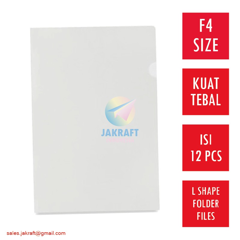 Jual (1 Pcs) Map L Folder One F4 Clear Sleeve Folio Putih Bening Clear ...