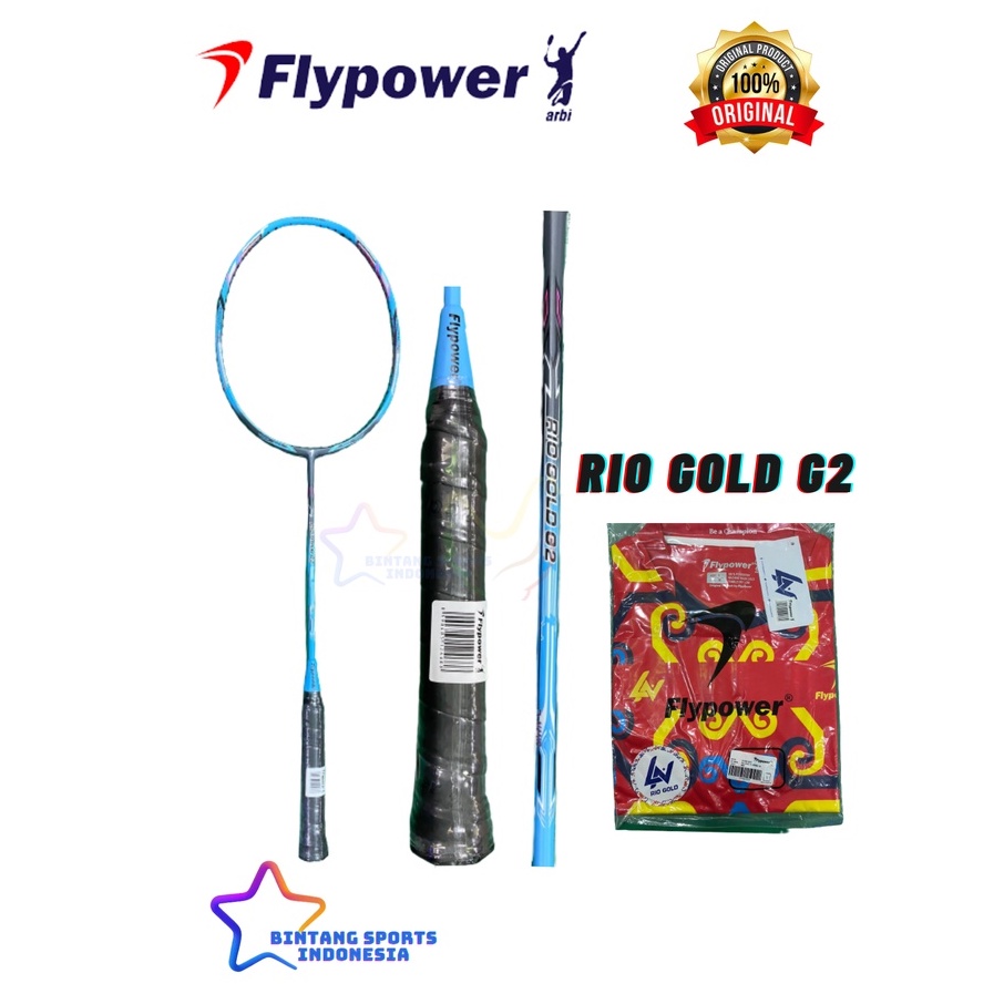 Jual RAKET BADMINTON FLYPOWER RIO GOLD G2 SKY BLUE ORIGINAL | Shopee ...