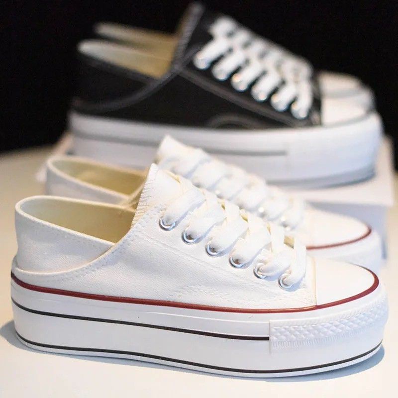 Jual Sepatu Kanvas Wanita Bertali Bisa Dilipat Belakangnya Sneakers ...