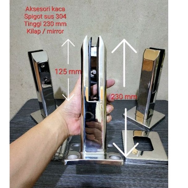 Jual SPIGOT JUMBO KACA MIRROR KILAP TIANG RAILING BRAKET KAKI JEPIT ...