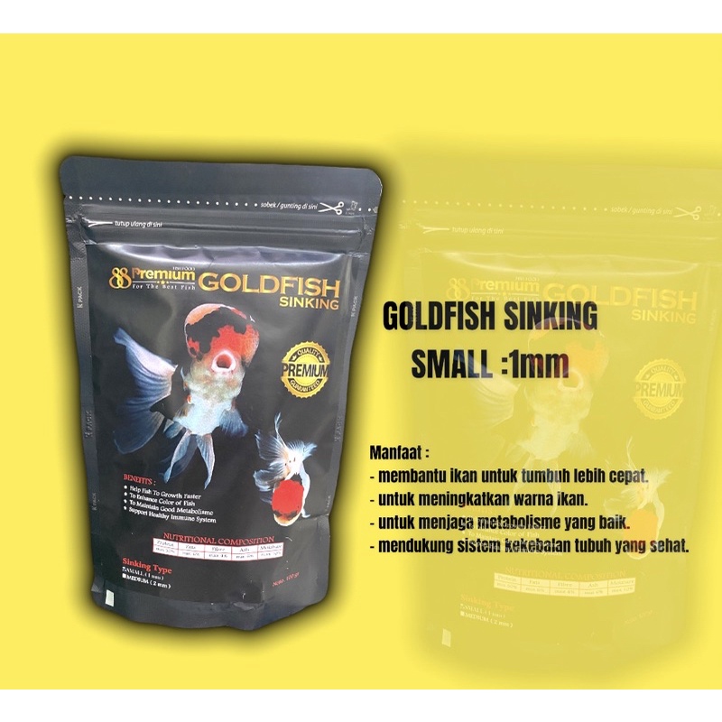 Jual PELET GOLDFISH SINKING 1 MM 100GR PAKAN IKAN HIAS KOKI KOMET 88 ...