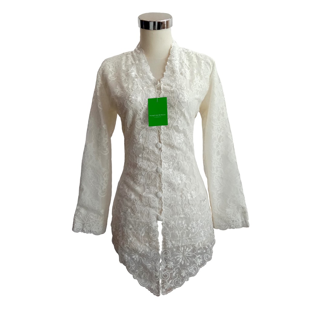 Jual Kebaya Brokat Furing Putih BW Lyana 833 Akad Bordir Murah Bagus ...