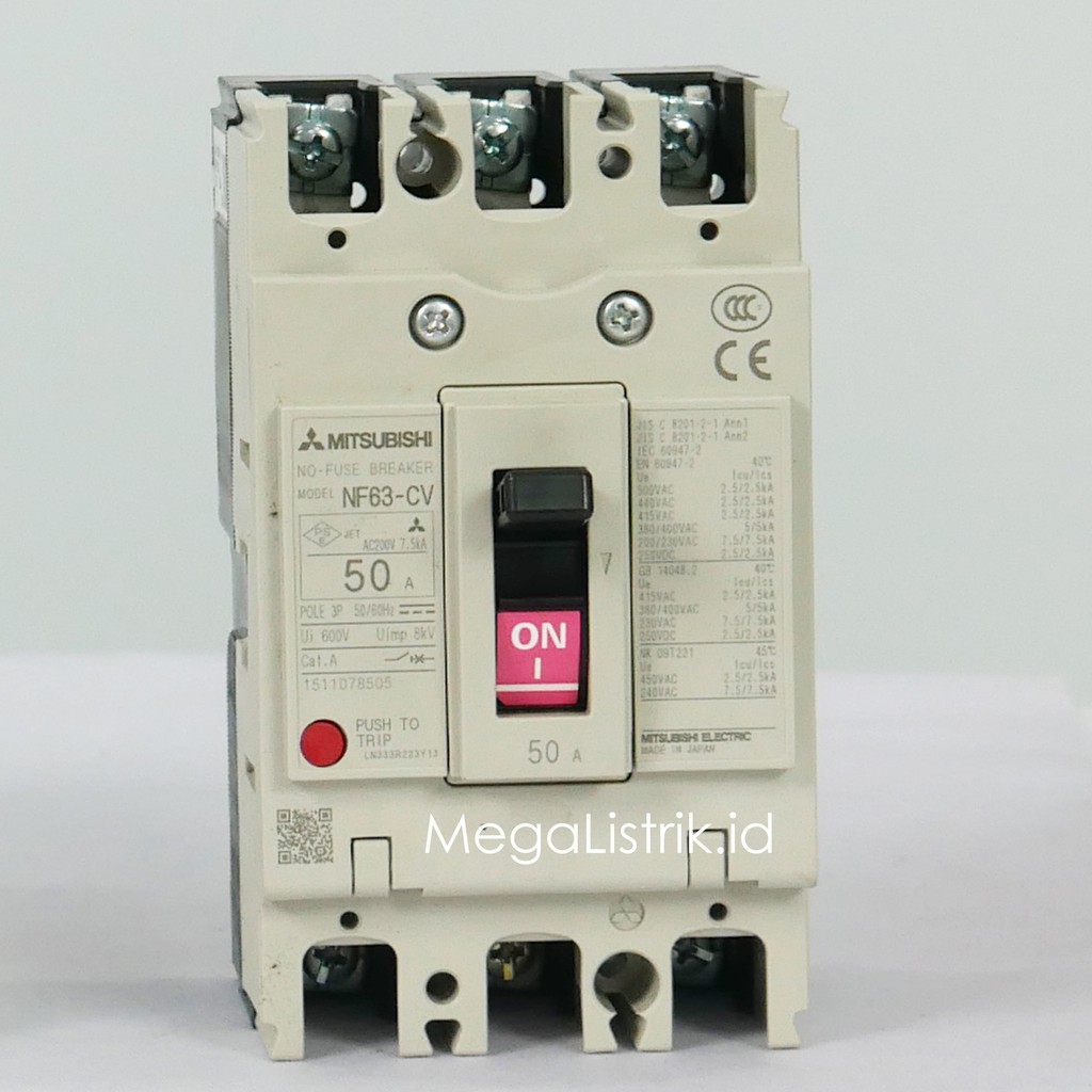 Jual MITSUBISHI NFB / MCCB / NO FUSE BREAKER NF63 CV 3P 50A Indonesia ...
