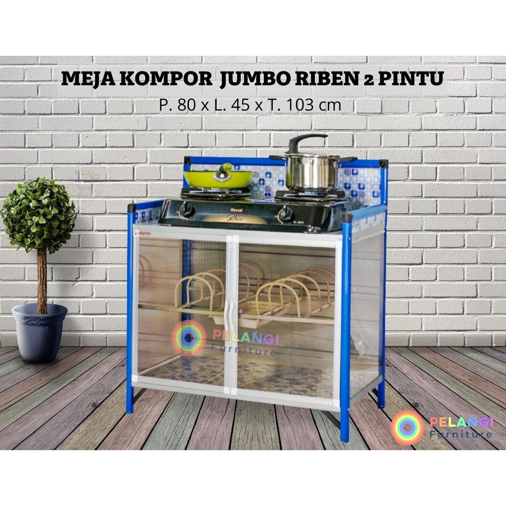 Jual MEJA / RAK KOMPOR JUMBO KACA RIBEN (2 PINTU) | Shopee Indonesia