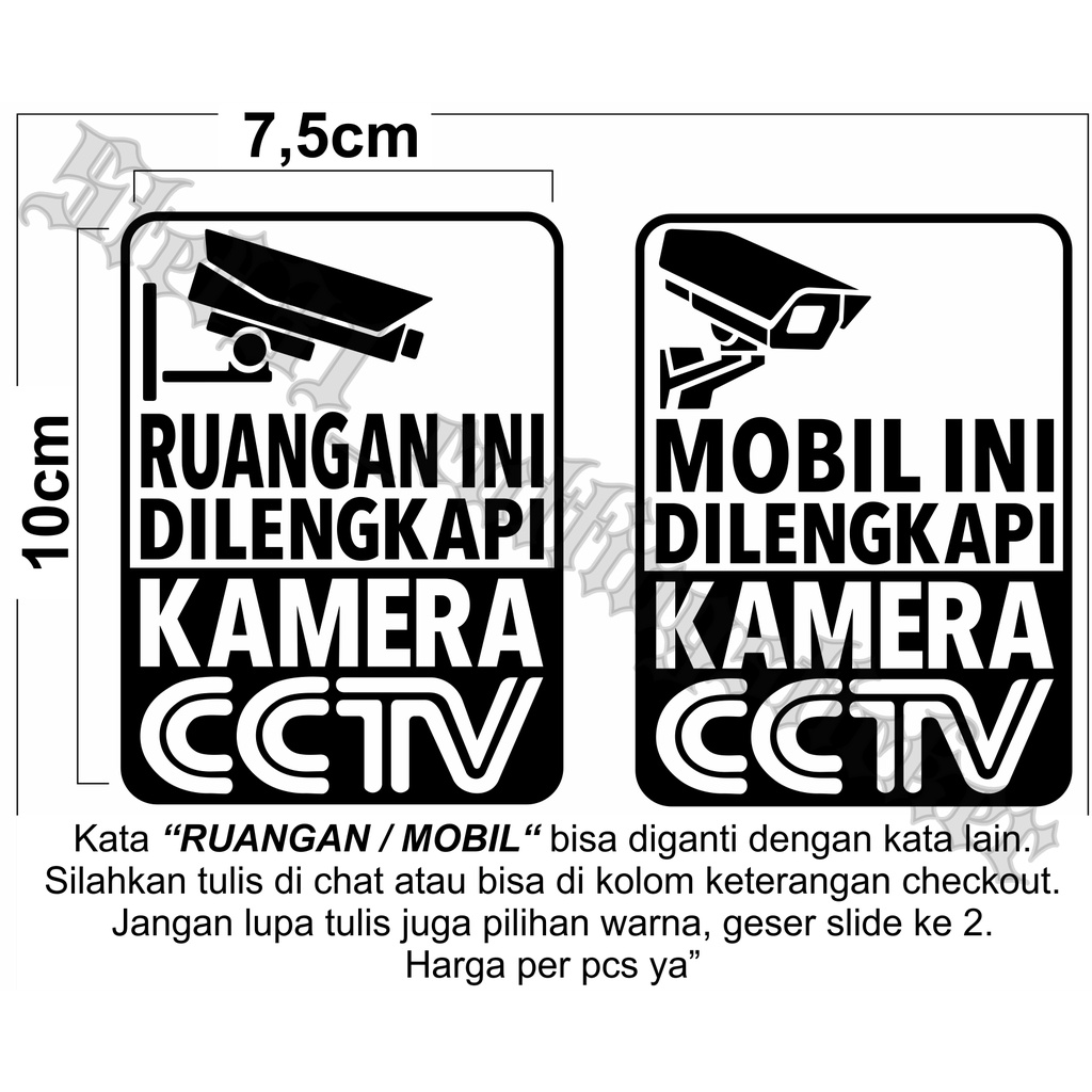 Jual Stiker cutting ruangan ini dilengkapi kamera cctv, cutting sticker ...