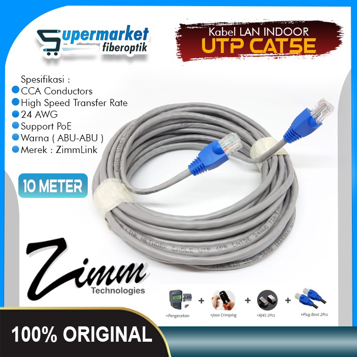 Kabel Lan UTP Cat 5e Indoor CCA Siap Pakai 10 Meter | Shopee Indonesia
