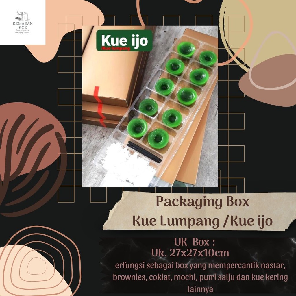 Jual (10 SET) BOX PACKAGING DUS LUMPANG KRAFT BOX KUE IJO KOTAK KUE ...