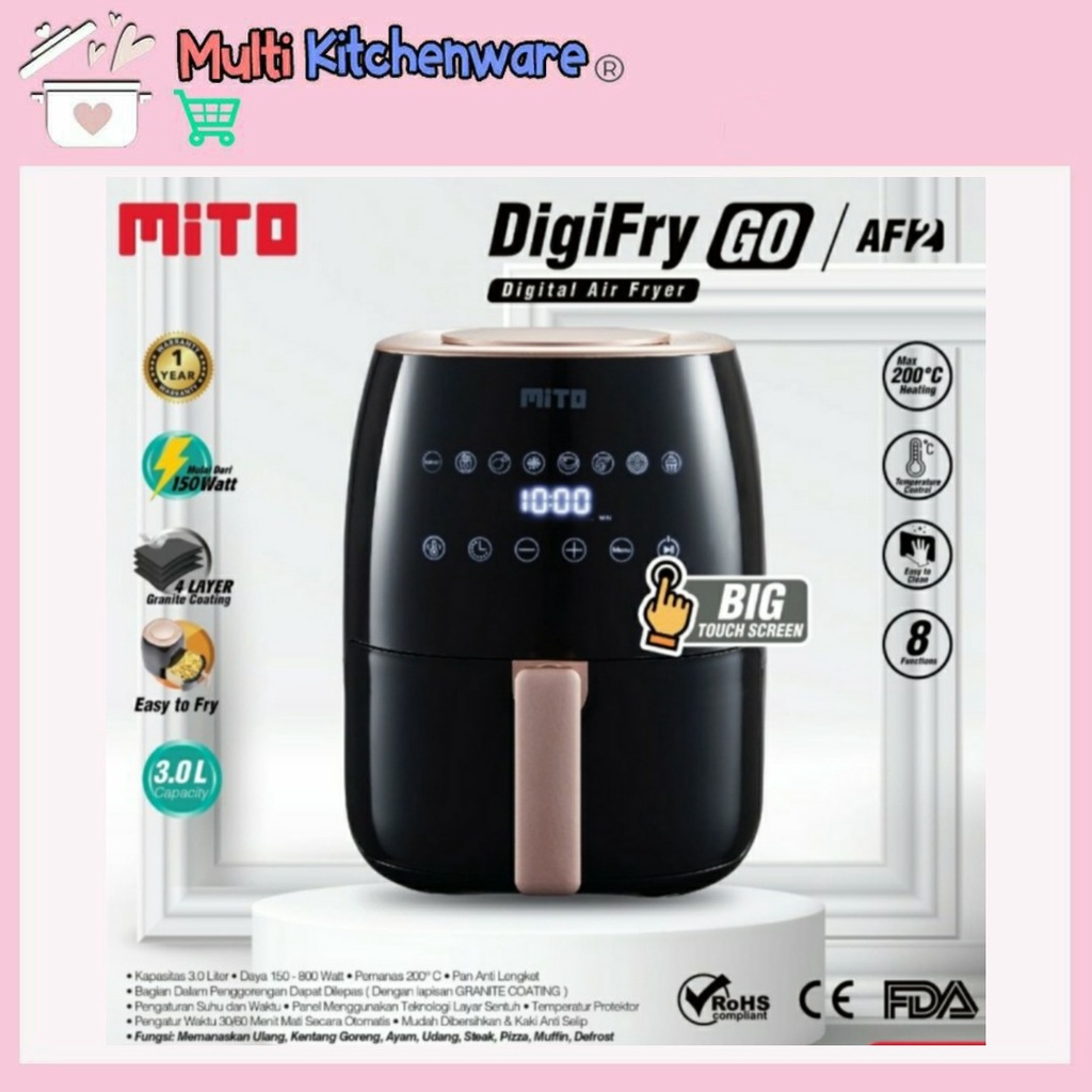 Jual Air Fryer Digital Mito AF2 Mito Air Fryer AF 2 Kapasitas 3 Liter ...