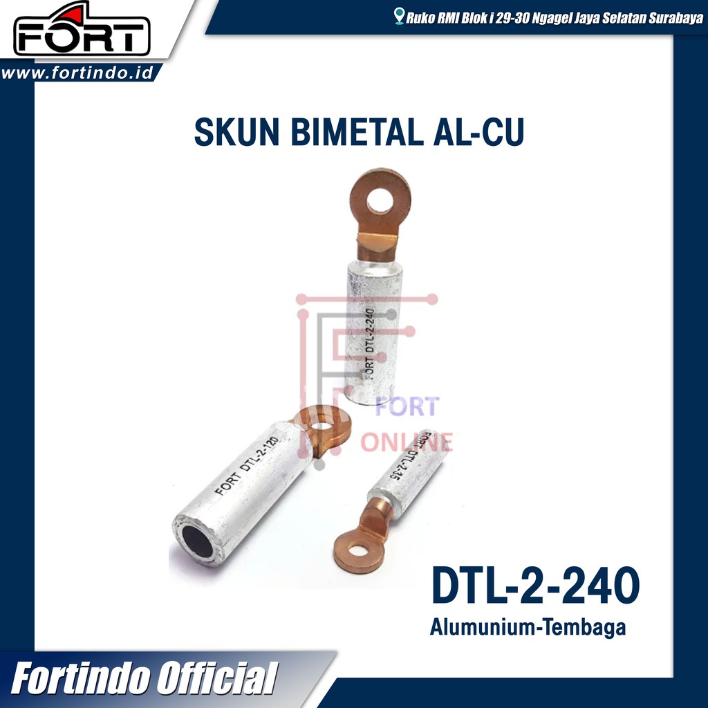 Jual Skun Bimetal AL-CU DTL 2-240 Scun Copper Aluminium Tembaga Cable Lugs Terminal Kabel MERK ...