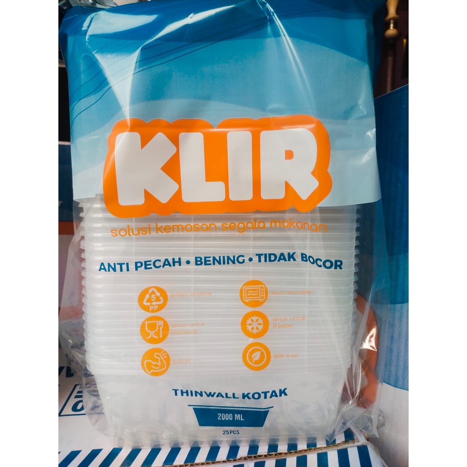 Jual Thinwall Klir 2000 Ml Square Food Container Kotak Makan Bening
