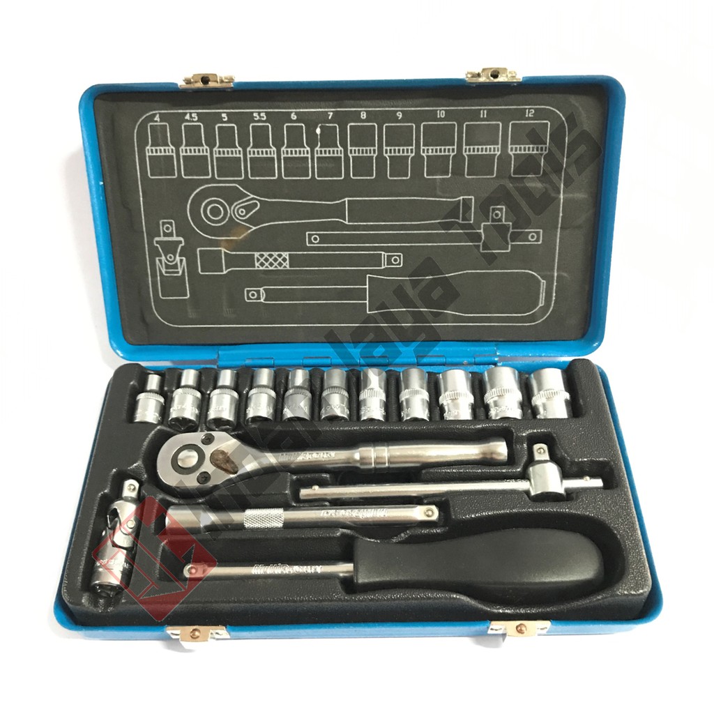 MULTIPRO Kunci Sok Set 1/4" 17 pcs Box BESI - Shock Socket Set tekiro ...
