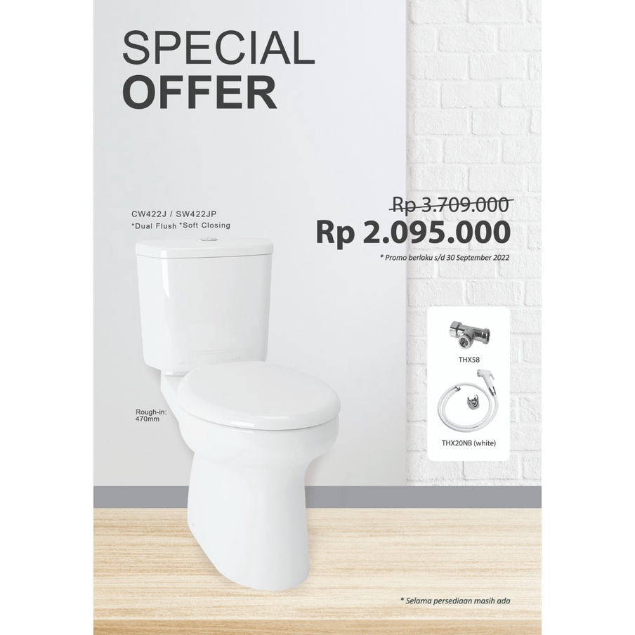 Jual TOTO PAKET PROMO CLOSET DUDUK CW422J / CW 422 J + THX58 + THX20NB ...
