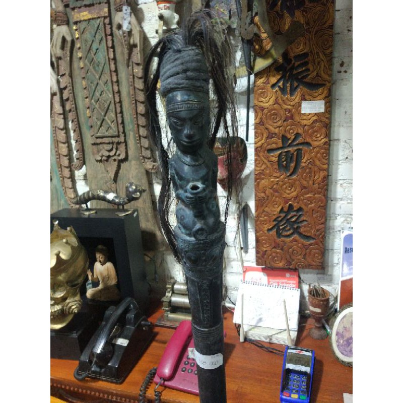 Jual Tongkat Tombak Kayu Ukir Suku Dayak Antik Indonesia|Shopee Indonesia