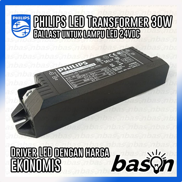 Jual PHILIPS Economic LED Transformer 30W 24VDC - untuk PHILIPS LED ...