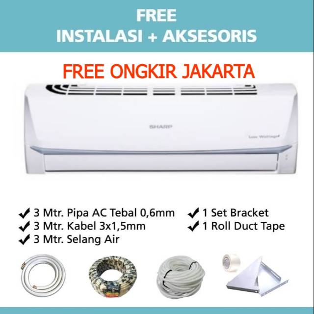 Jual +PASANG AC Sharp 3/4 PK Low watt AH-A7UDL R32 Indonesia|Shopee Indonesia