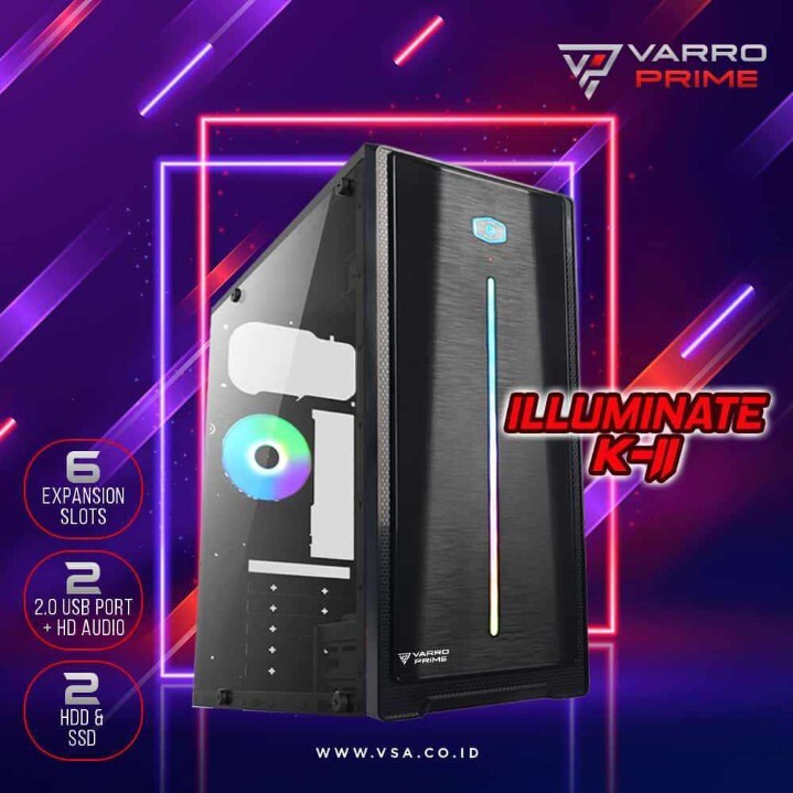 Jual CASING PC GAMING VARRO PRIME ILLUMINATE K-II ( TEMPERED GLASS/WITH ...